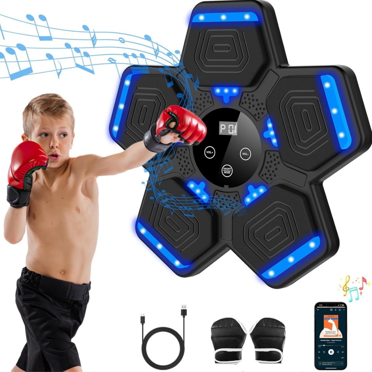 New 2024 Smart Bluetooth Boxing Machine with LED Punch Target & Gloves ...