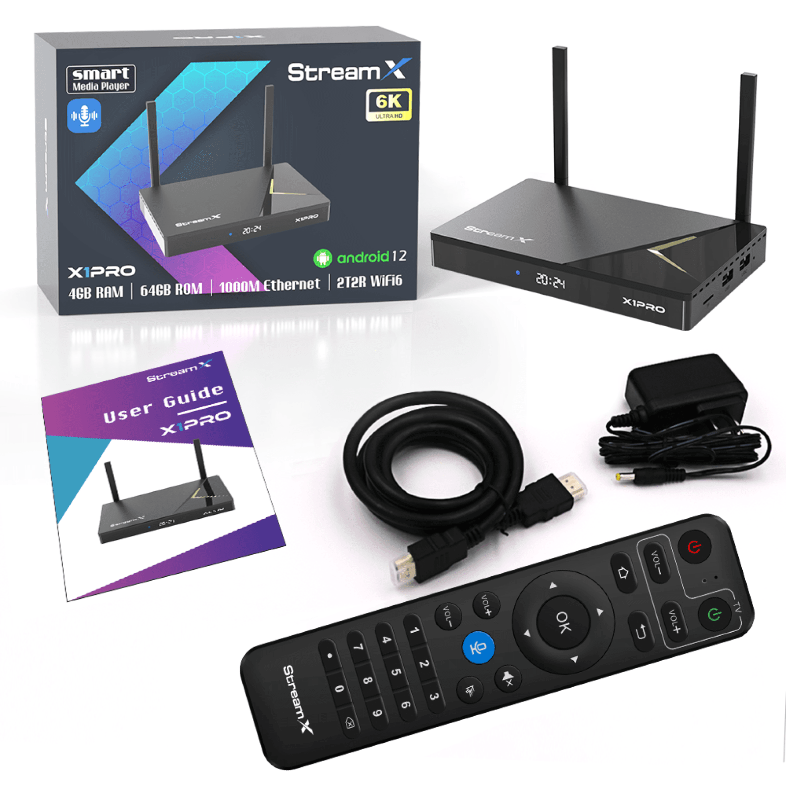 New 2024 StreamX X1 Pro TV Box 6K UltraHD 4GB Ram 32GB ROM with ...