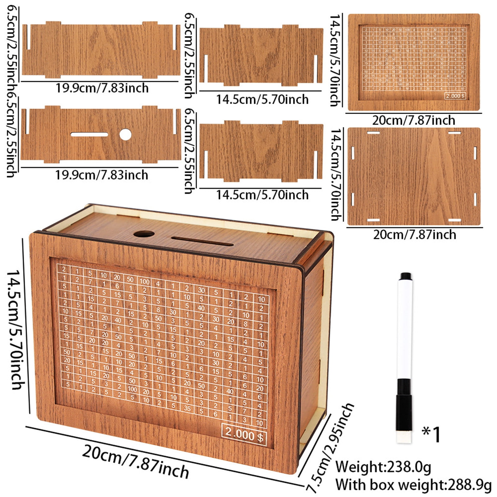New 2025 Money Saving Box,Savings Challenge Box,Wooden Money Box ...