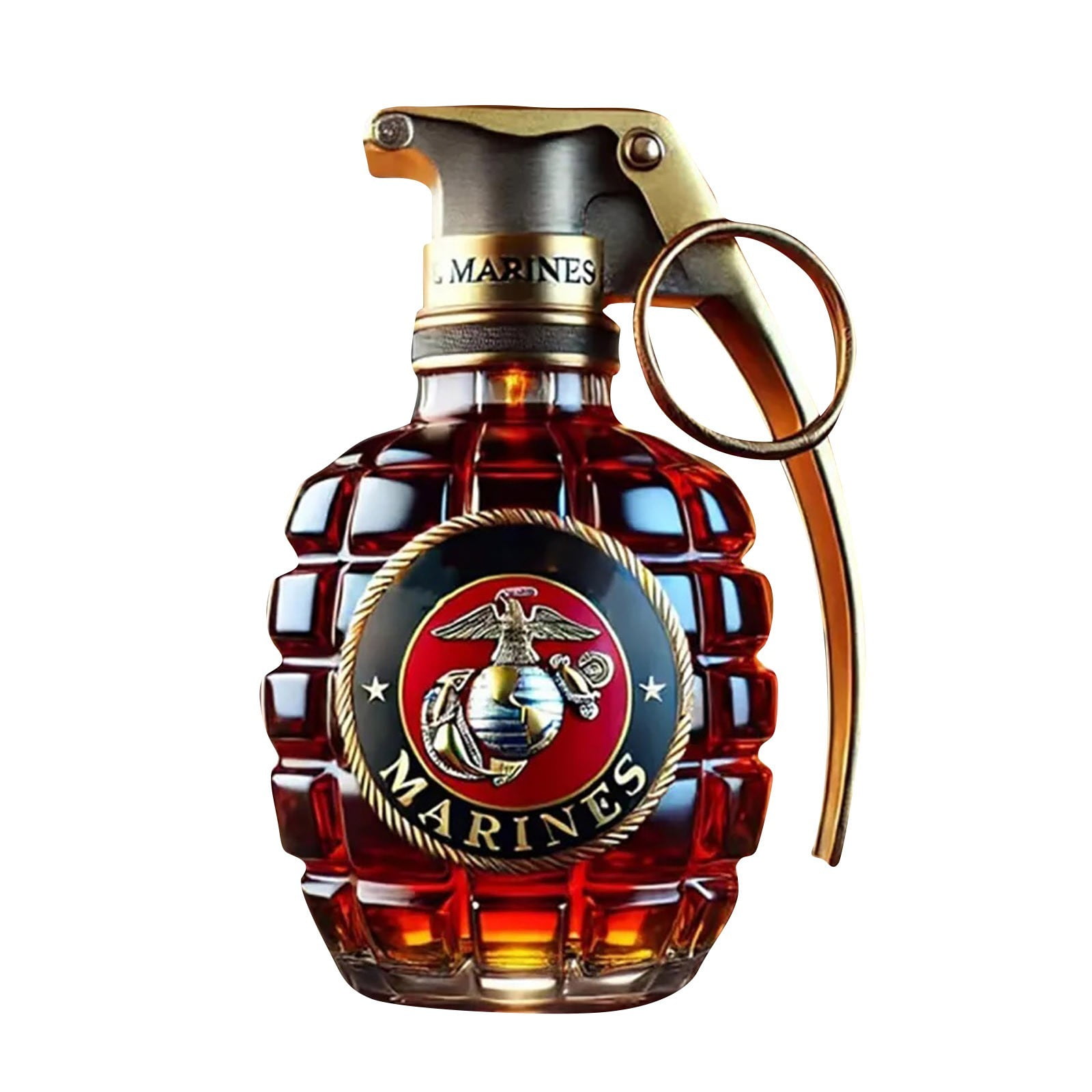 Hand Grenade Whiskey Bottle Military Veteran Glass Jaws Whiskey Bottle