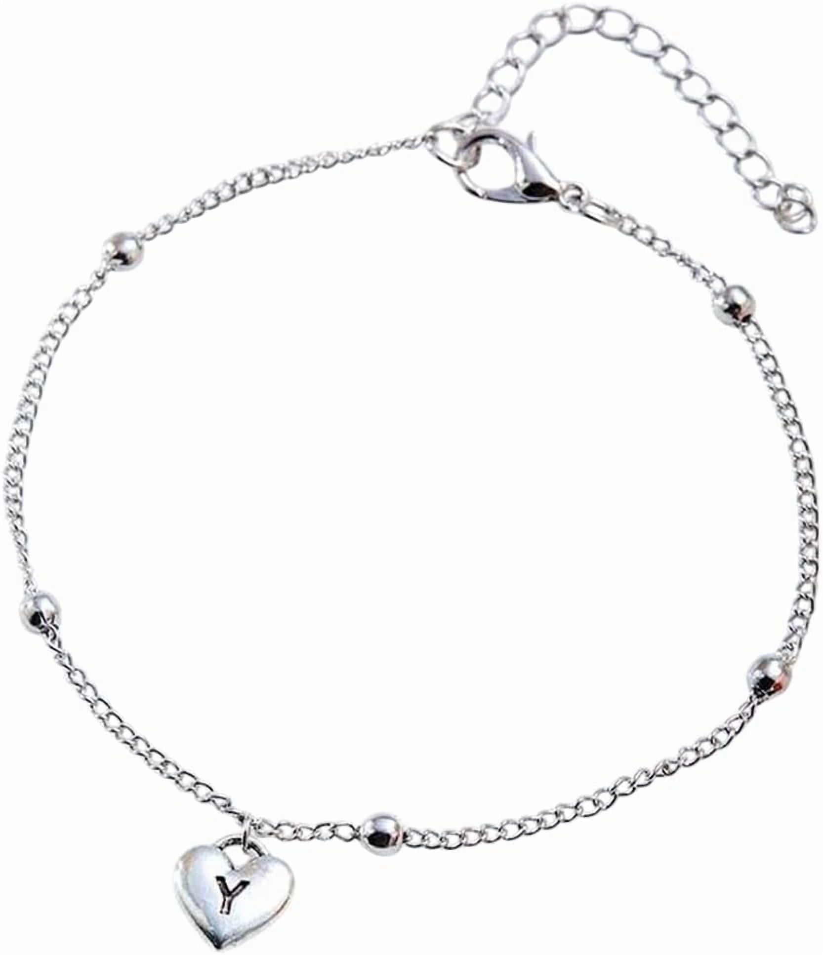 New 2026 Top A-Z Initial Letter Anklets For Women Silver Color Heart ...