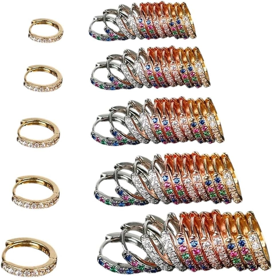 New 2026 Unisex 2Pcs Rainbow Little Stainless Steel Hoop Earrings Her ...
