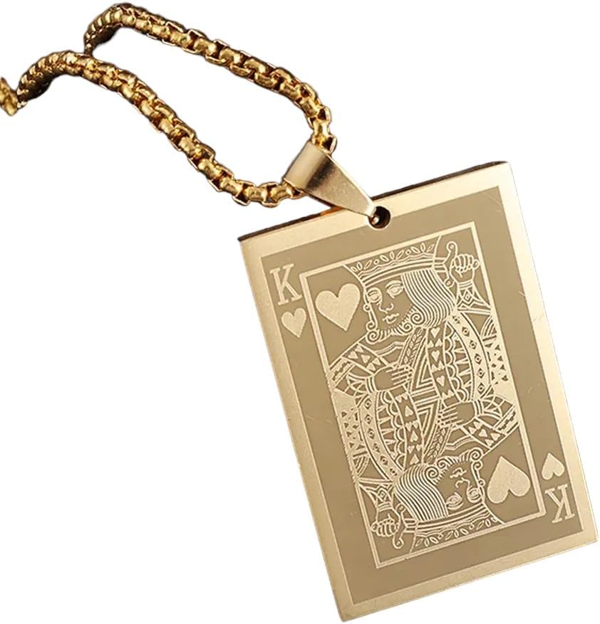 New 2026 Unisex Stainless Steel Of Hearts Spades Playing Cards Pendant ...
