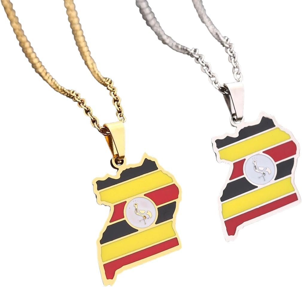 New 2026 Unisex For Uganda Map Flag Pendant Necklace Stainless Steel ...