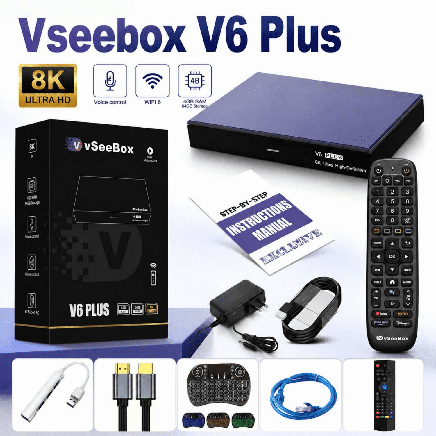 New 2026 vSeeBox V6 Plus Android TV Box, 4GB RAM 64GB Storage with ...