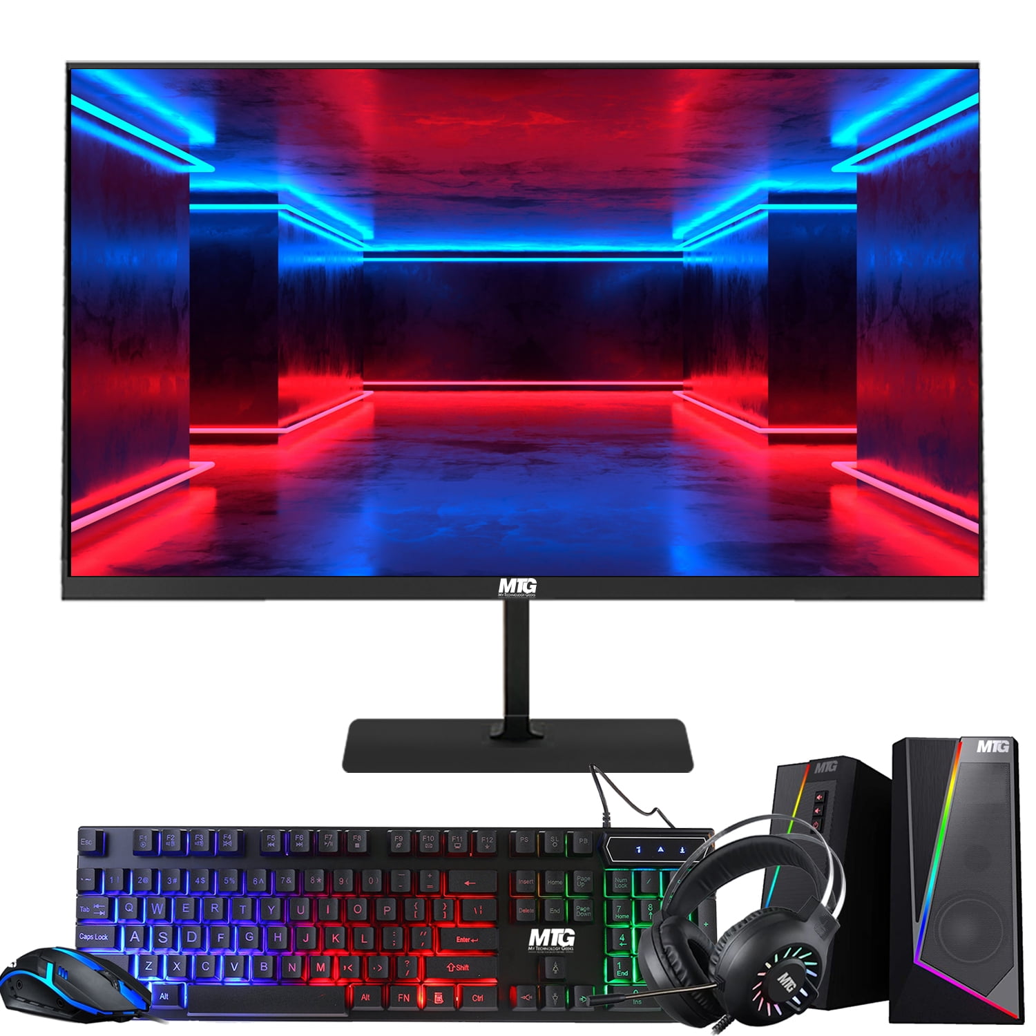 MTG 22 Inch Monitor with Gaming Keyboard, Mouse, RGB Speaker and ...