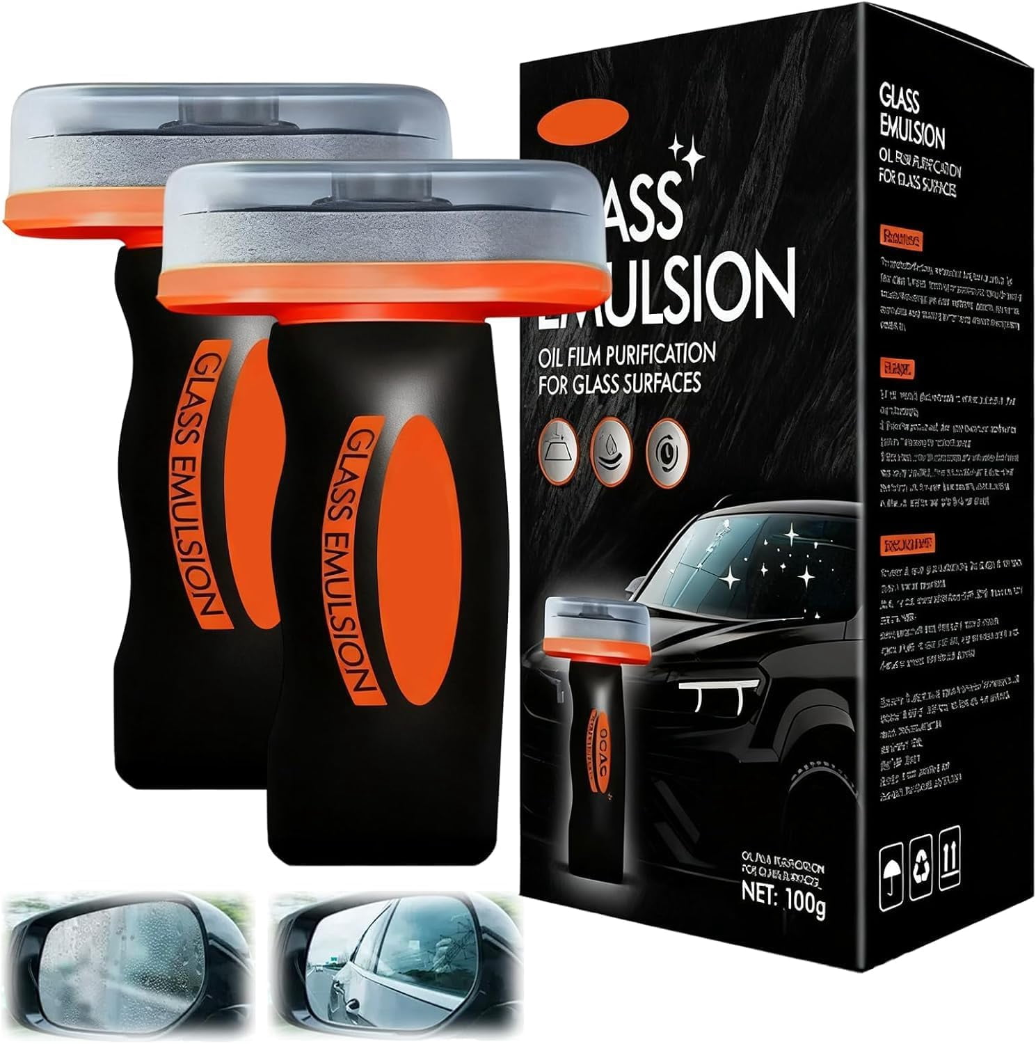 New 2PC Glass Cleaner,Car Oil Film Cleaner, Qifor Glass Guard ...