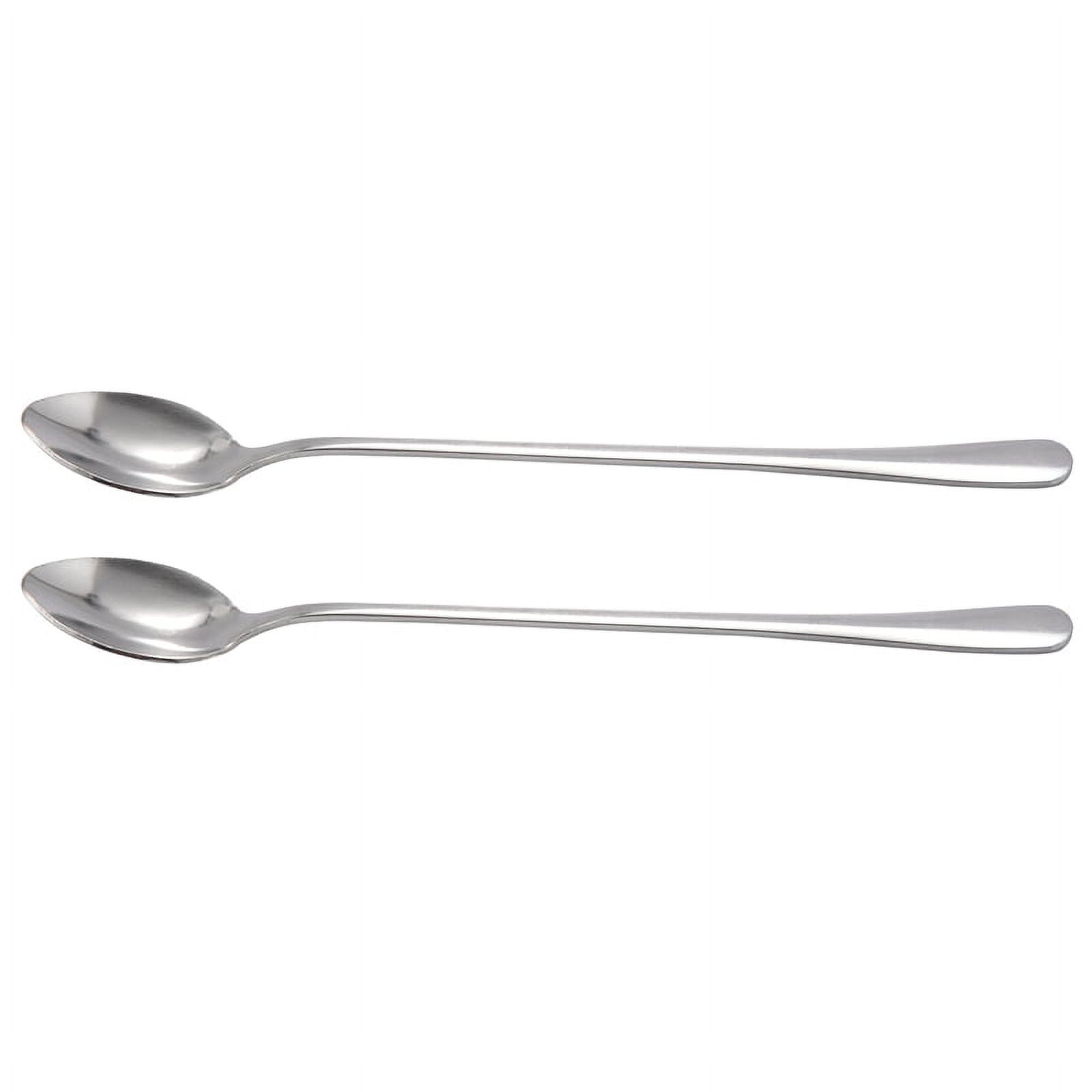 New 2Pc Long Handle Stainless Steel Tea Coffee Spoon Cocktail Ice Cream Spoon Spoons Cutlery ...