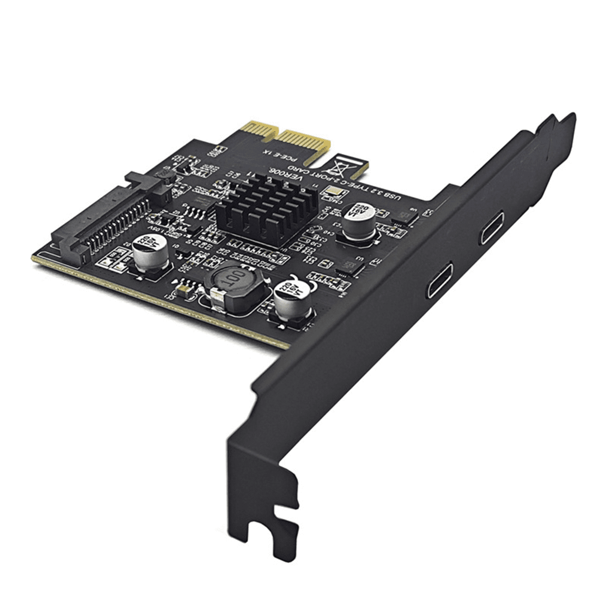 New 2Port TYPE-C PCIE Card PCI Express 3.0 X1 to Dual USB-C Expansion ...