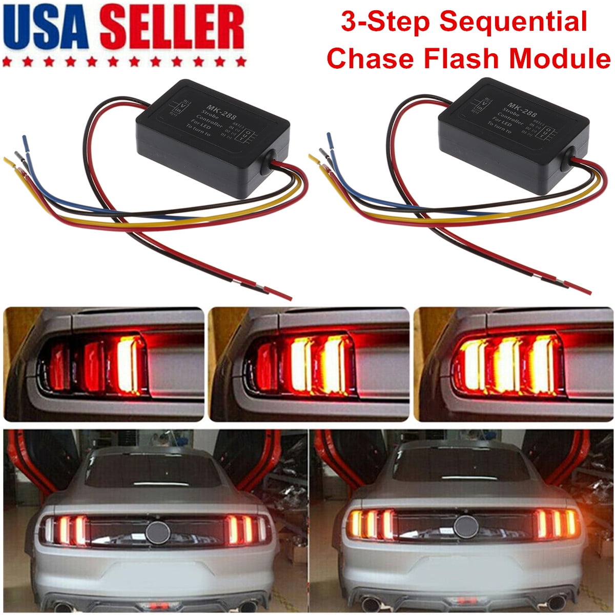 New 2X 3-Step Sequential Flow Semi Dynamic Chase Flash Tail Light Module Boxes - Walmart.com