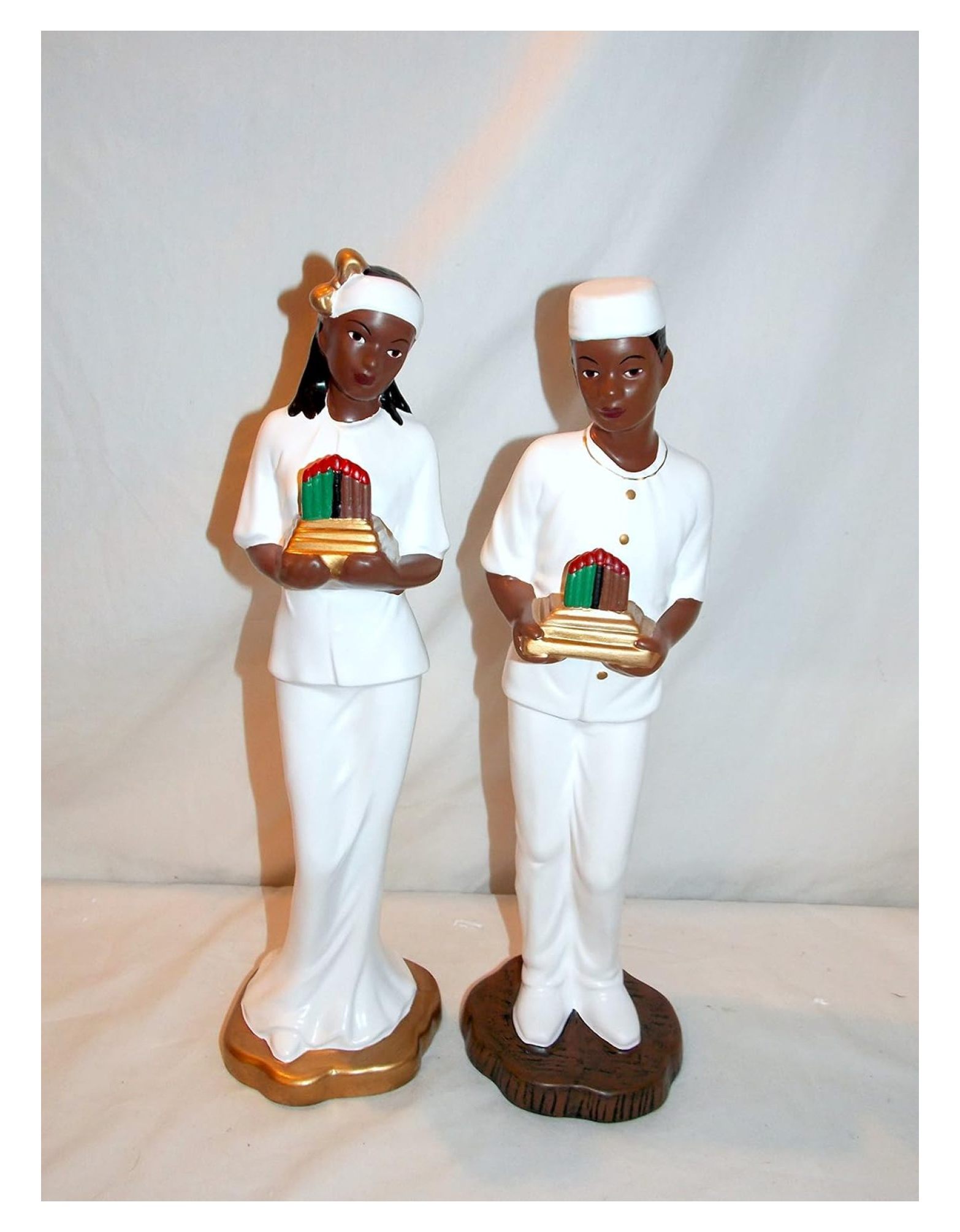 New 2pc 14" African American Couple Holding Seven Kwanzaa Candles ...