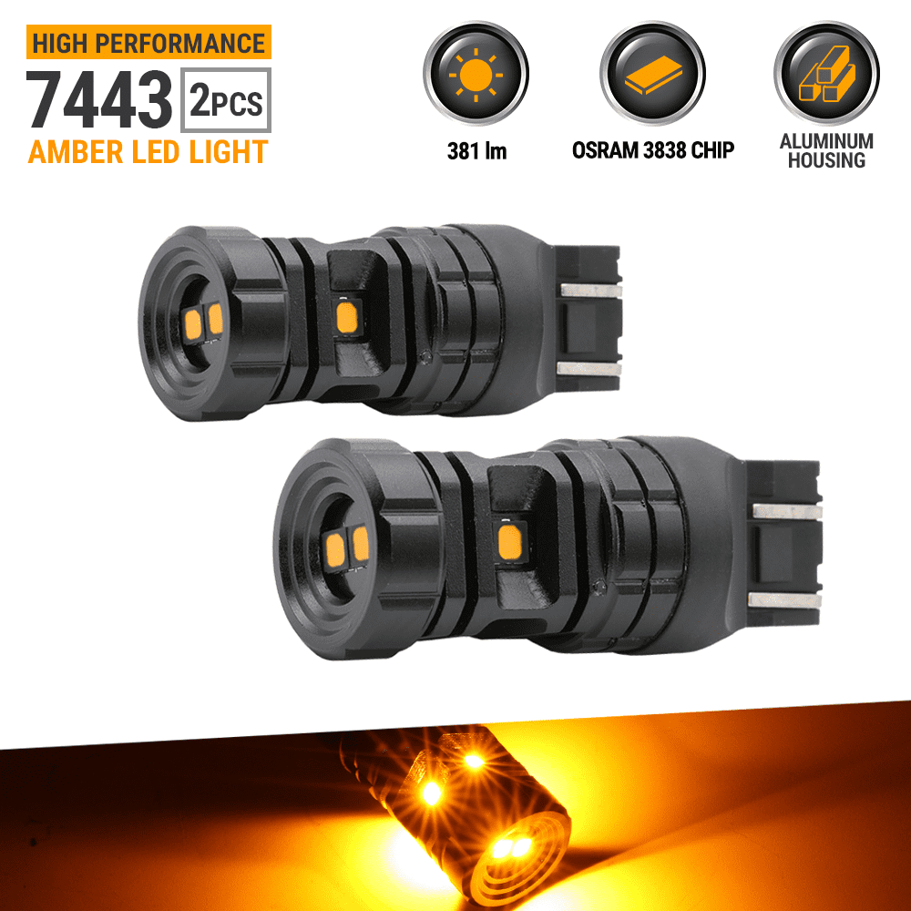 New 2x 7443/7444 LED CSP Amber Yellow Rear Turn Signal Parking LED ...