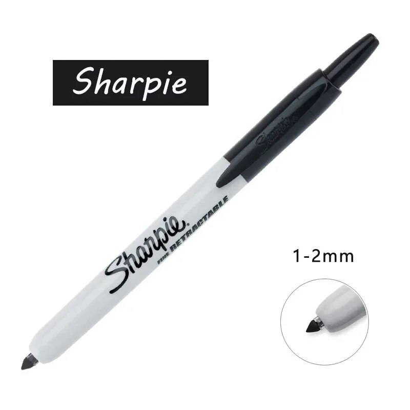 New 3 Colour Sharpie Retractable Push Marker Pen 0.5mm An 1-2mm Art ...