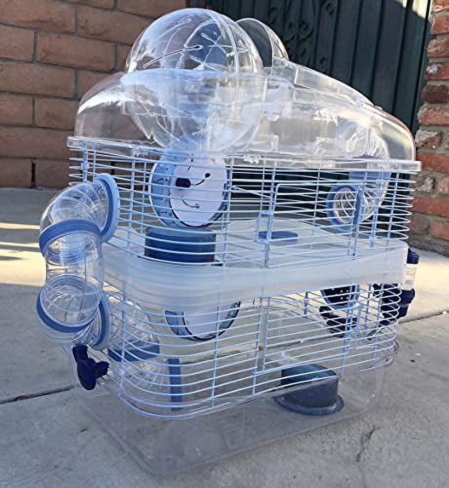 New 3 Level Sparkle Hamster Mice Mouse Cage with Large Top Runing Ball ...