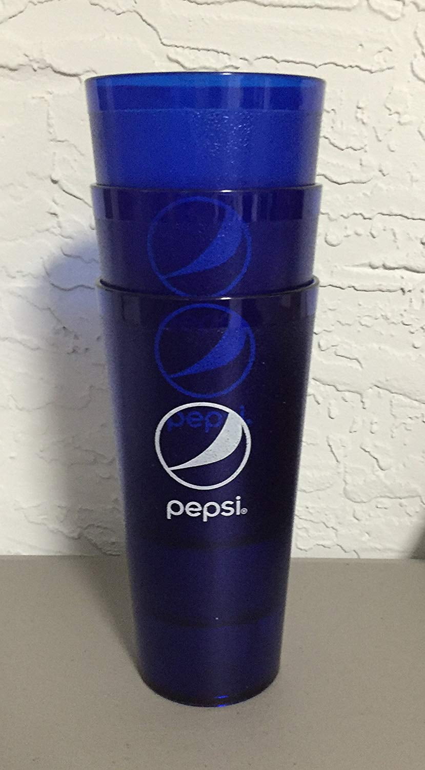 New (3) Pepsi Cola Restaurant Blue Globe Plastic Tumblers Cups 32 oz ...