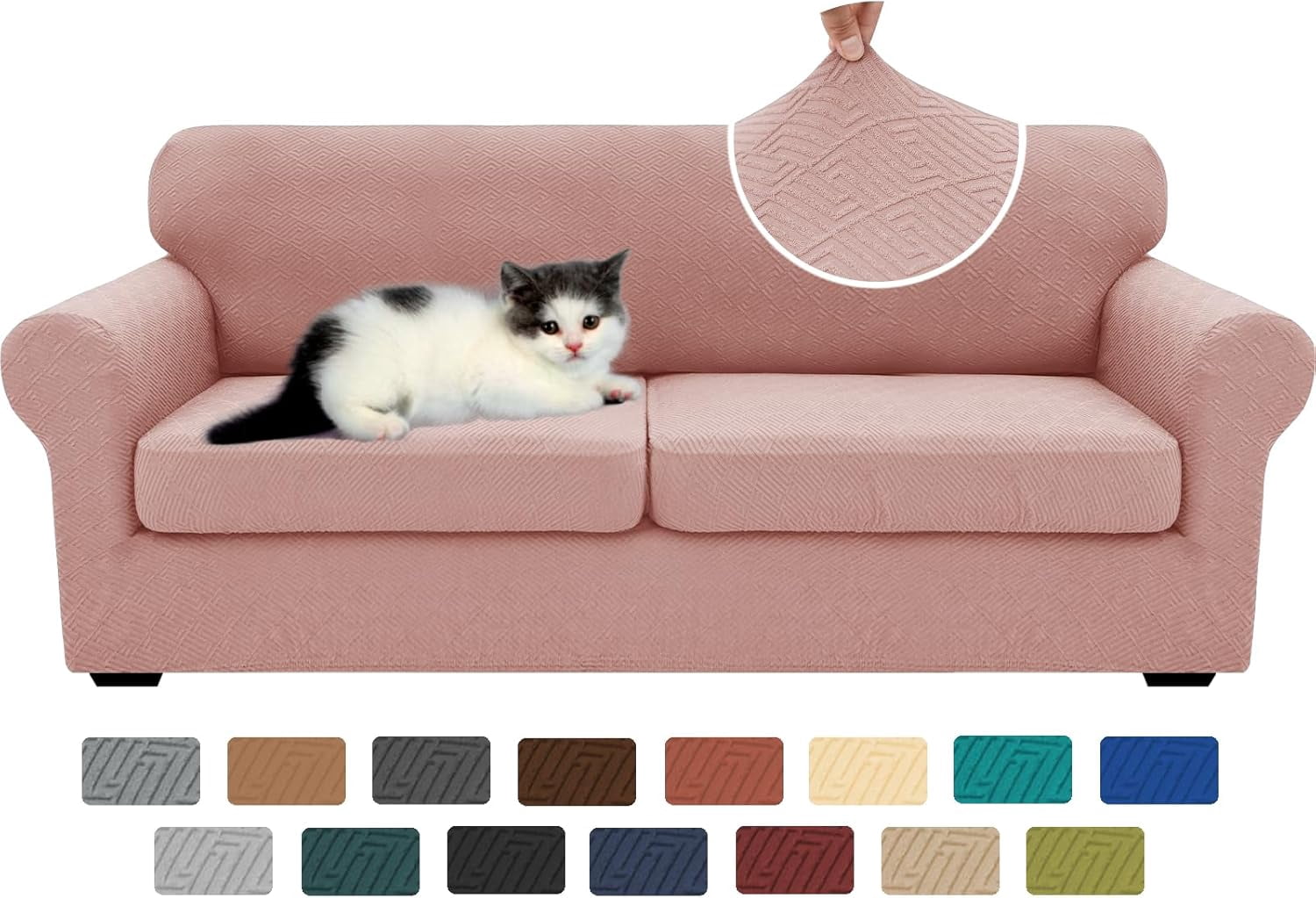 New 3 Pieces Couch Covers for 2 Extra Large Cushion Sofa Super Stretch ...
