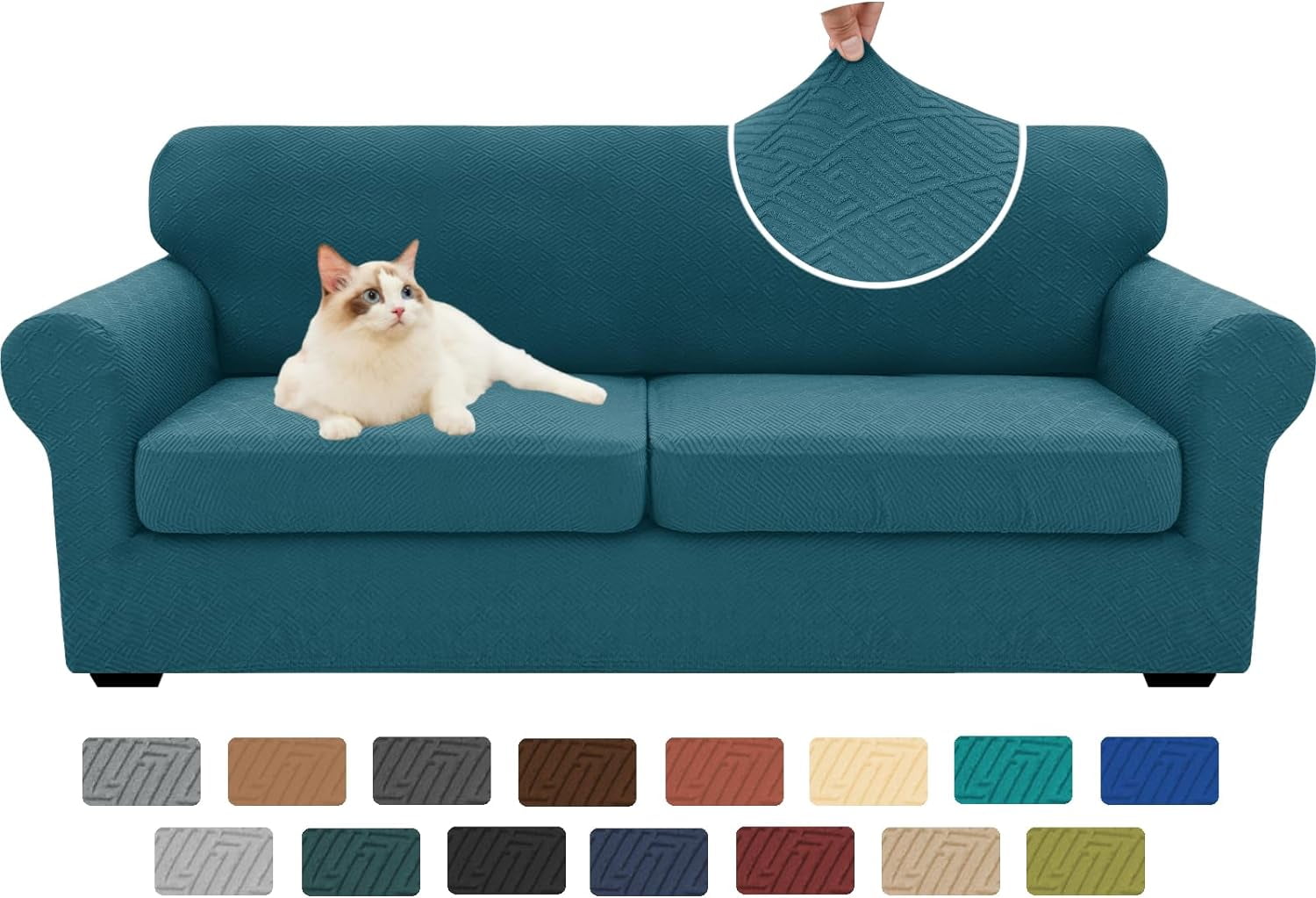 New 3 Pieces Couch Covers for 2 Extra Large Cushion Sofa Super Stretch ...
