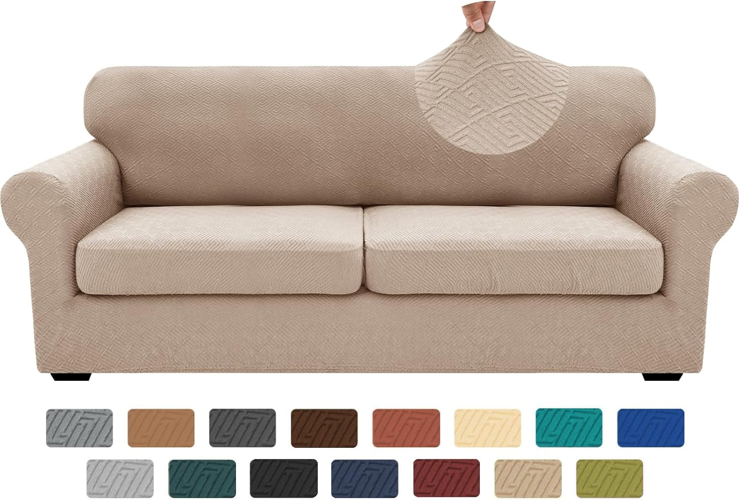 New 3 Pieces Couch Covers for 2 Extra Large Cushion Sofa Super Stretch ...