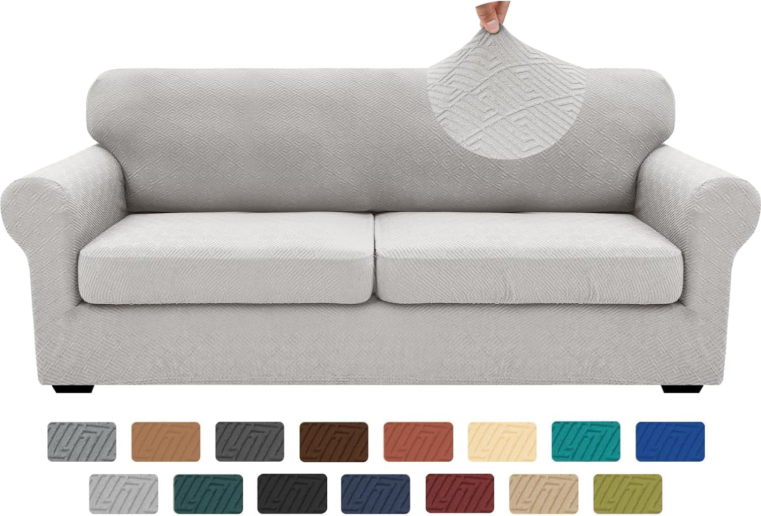 New 3 Pieces Couch Covers for 2 Extra Large Cushion Sofa Super Stretch ...
