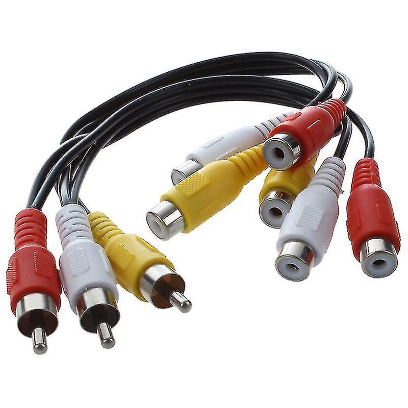 New 3 Rca Male To 6 Rca Female Plug Splitter Audio Video Av Adapter ...