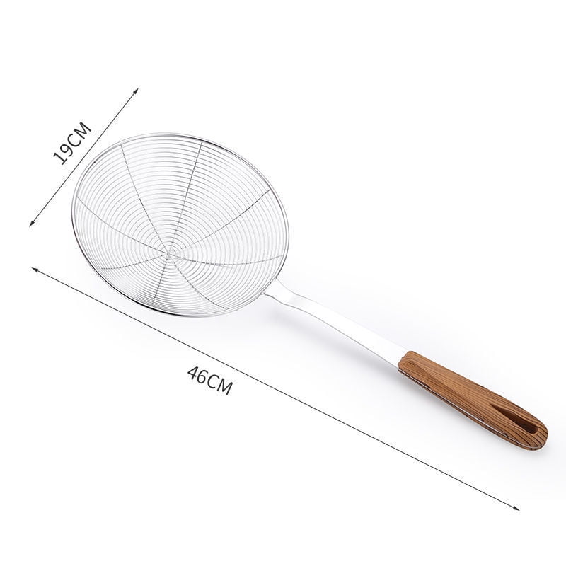 New 3 Sizes Wooden Handle Large Colander Stainless Steel French Fries ...