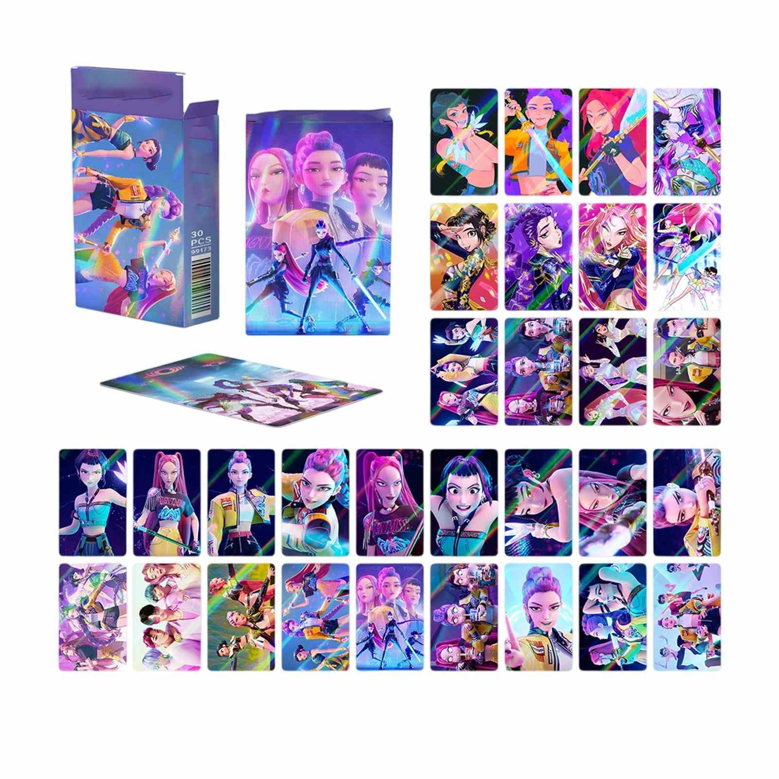New 30Pack Kpop Demon Hunters Holographics Cartoon Flash Cards,Huntrix ...