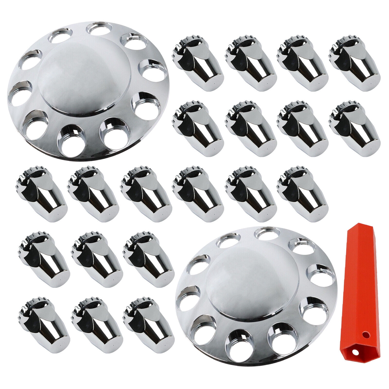 New 33mm Chrome Thread-on Nut Covers ABS Front Axle Cover Kit For Semi ...