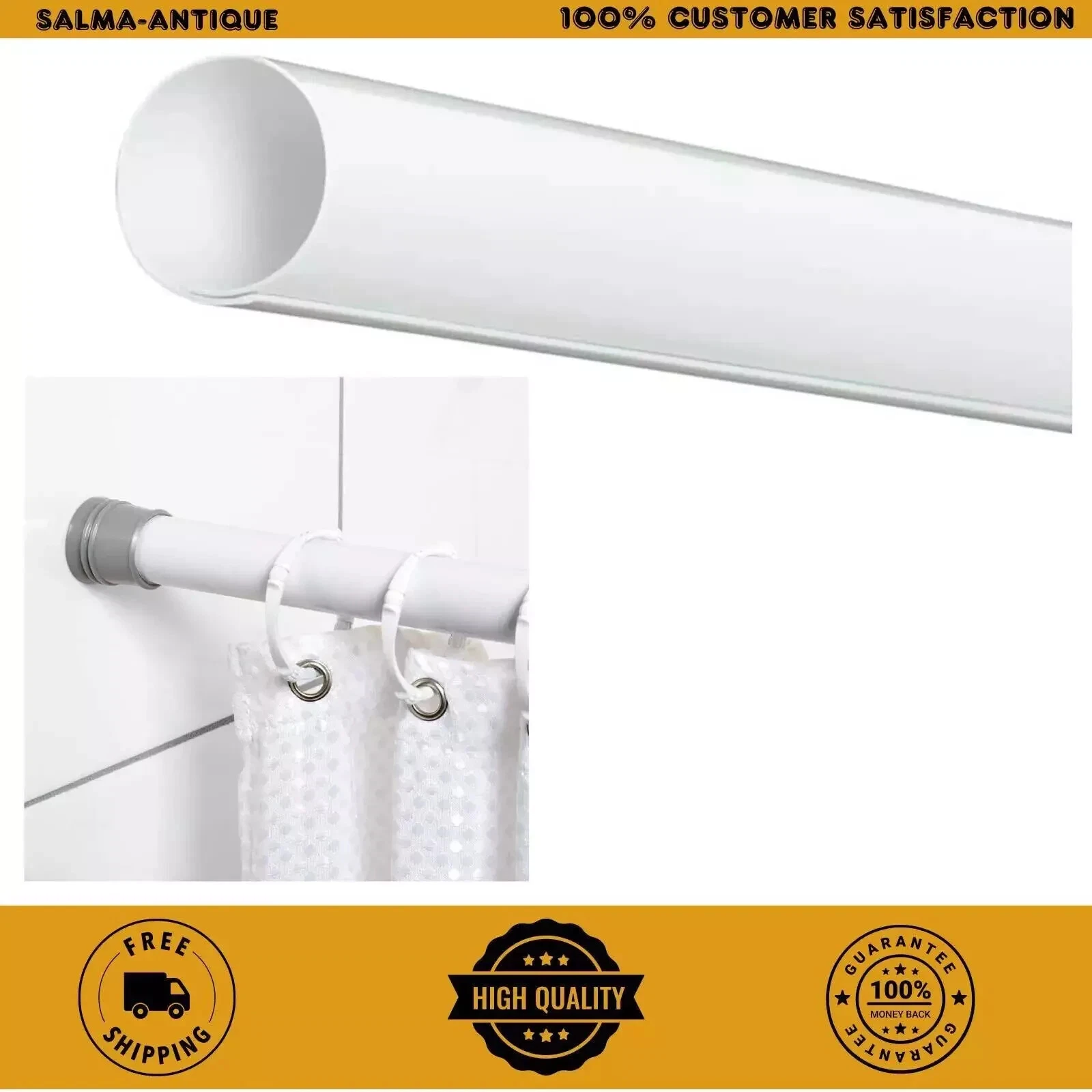 New 36 In - 60 In Pvc Tension Shower Rod Cover In White High Quality ...
