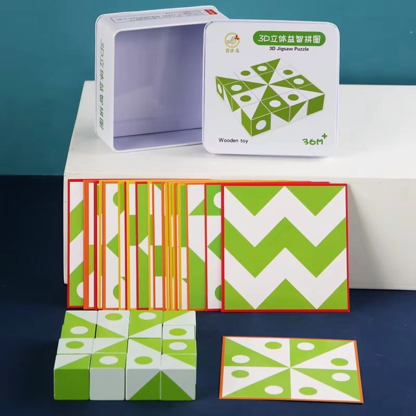 New 3D Montessori Geometry Puzzles Building Block Face Changing Logical ...