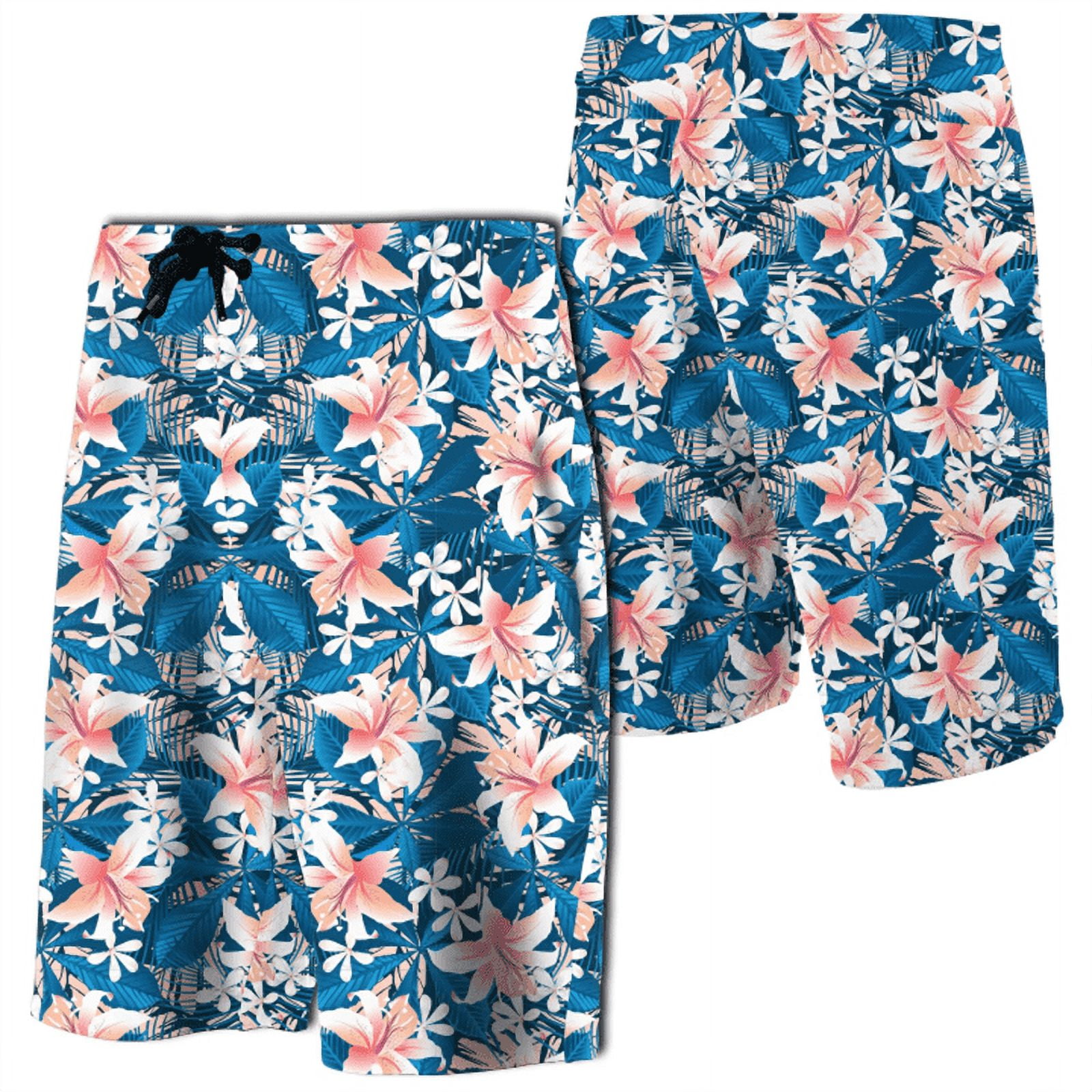 New 3D Print Hawaii Hibiscus Ethnic Mix Tropical Flower Board Shorts ...