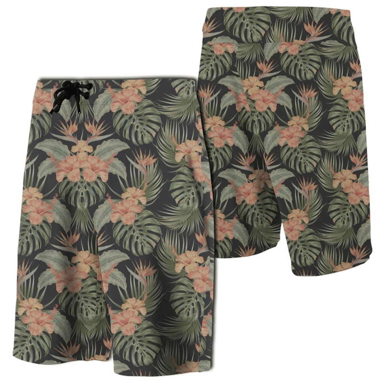 New 3D Print Hawaii Hibiscus Ethnic Mix Tropical Flower Board Shorts ...