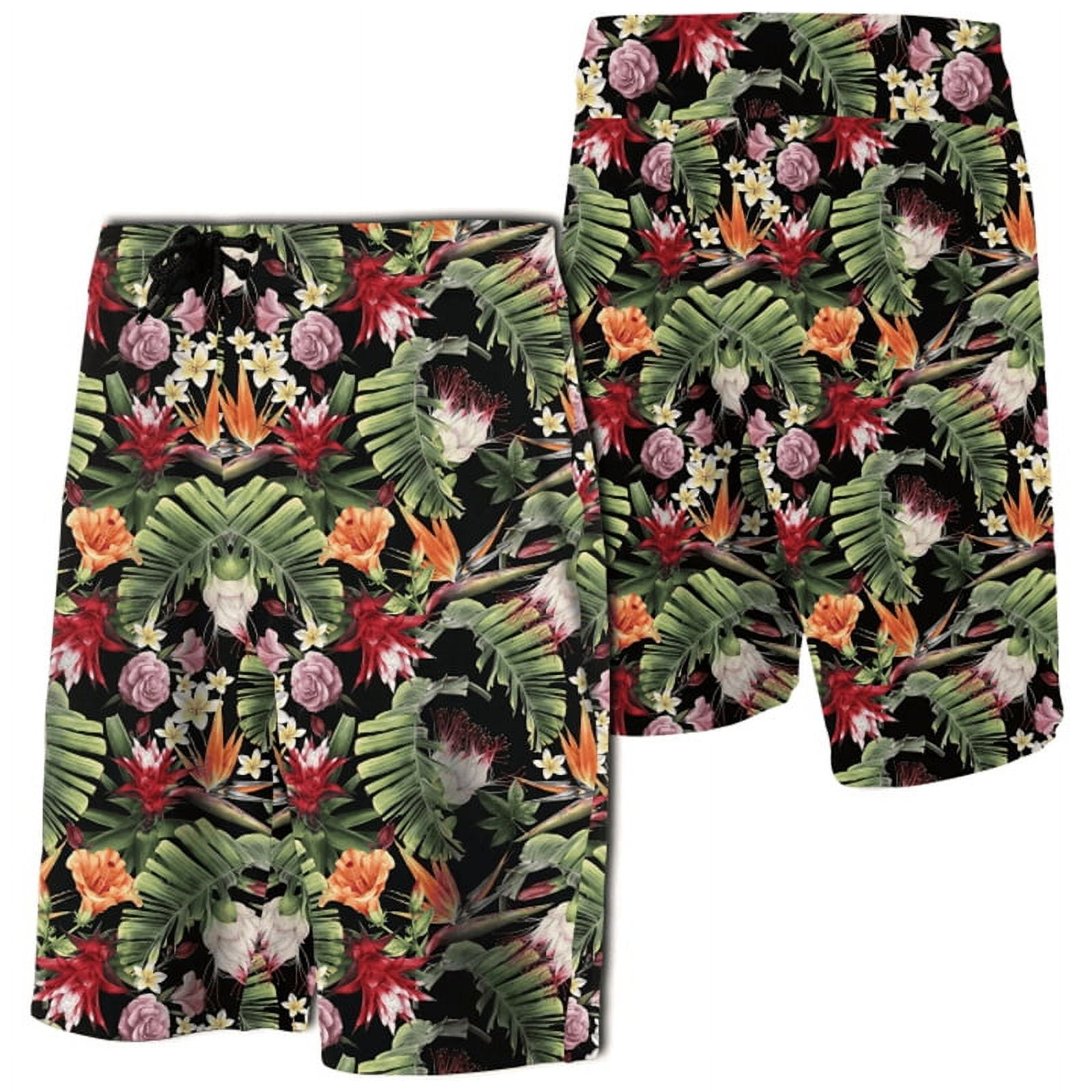 New 3D Print Hawaii Hibiscus Ethnic Mix Tropical Flower Board Shorts ...
