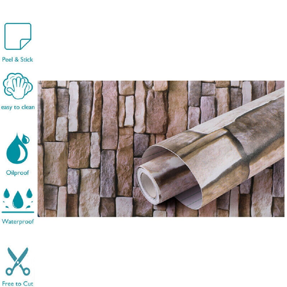 New 3D Stone Wallpaper Self Adhesive Contact Paper Brick Peel and Stick ...