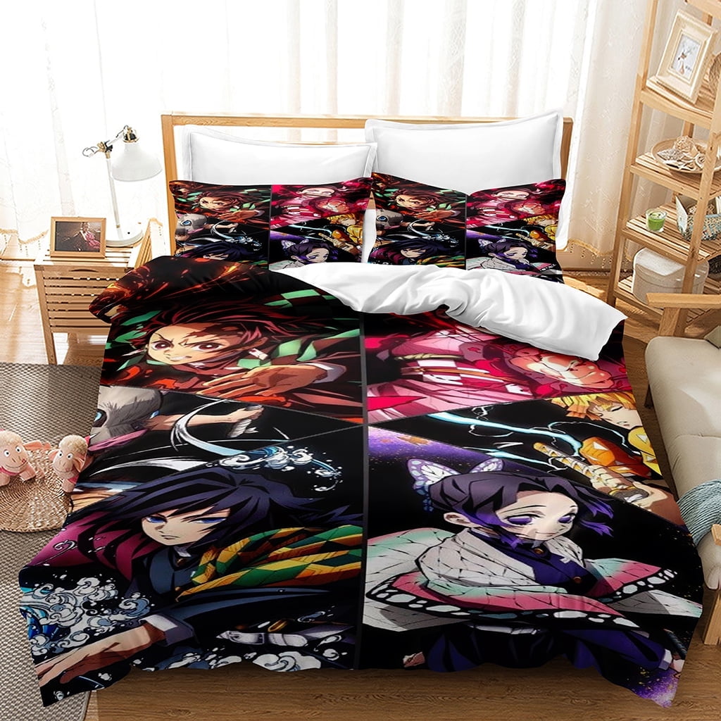 New 3PCS Anime Demon Slayer Bedding Bed Set Full Queen Size Nezuko ...
