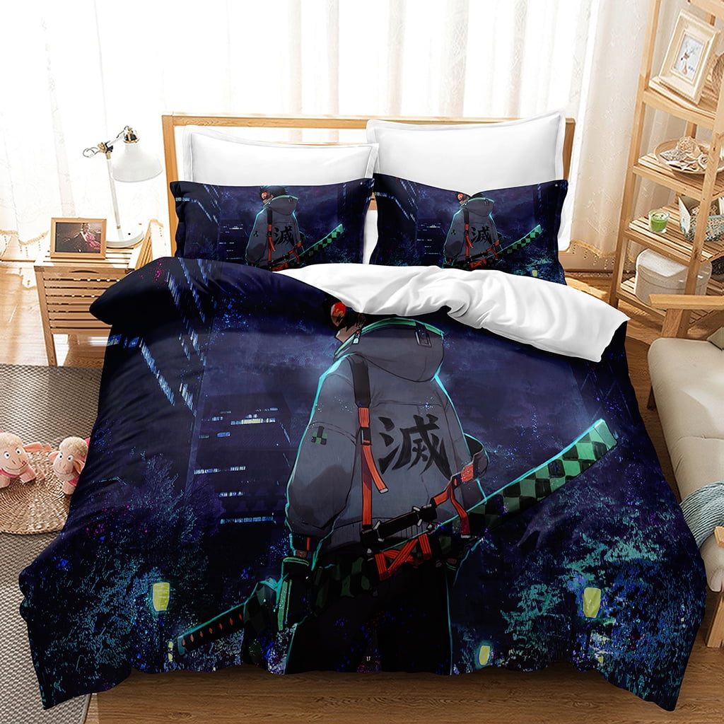 New 3PCS Anime Demon Slayer Bedding Bed Set Twin Full Queen King Size ...