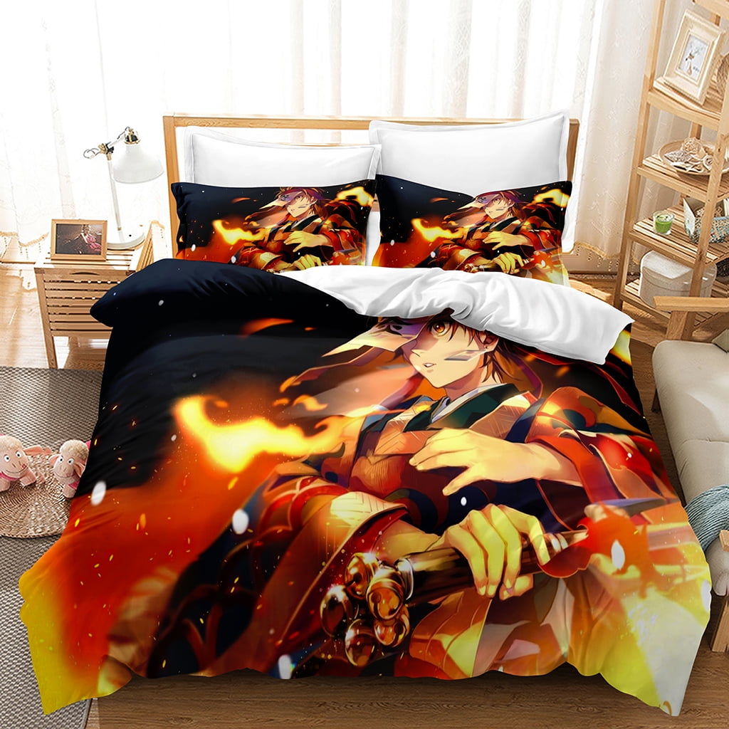 New 3PCS Anime Demon Slayer Bedding Bed Set Twin Full Queen King Size ...