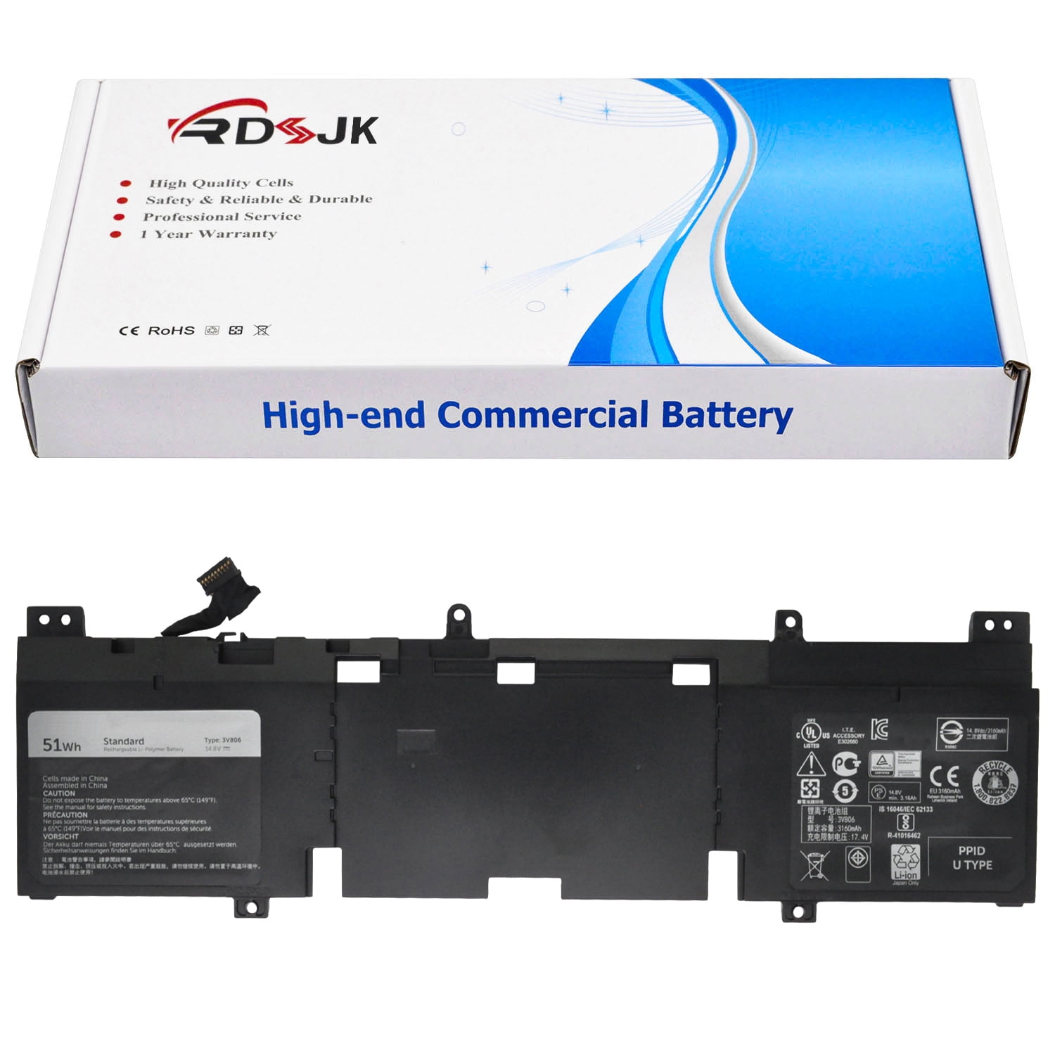 New 3V806 N1WM4 Laptop Battery For Dell Alienware 13 R2 13.3" ALW13ED ...