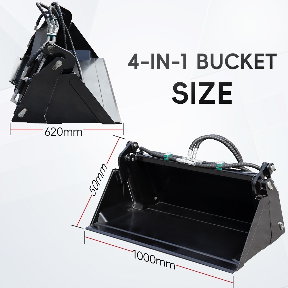 New 4-In-1 Combo Bucket Mini Skid Steer Loader Attachment Heavy ...