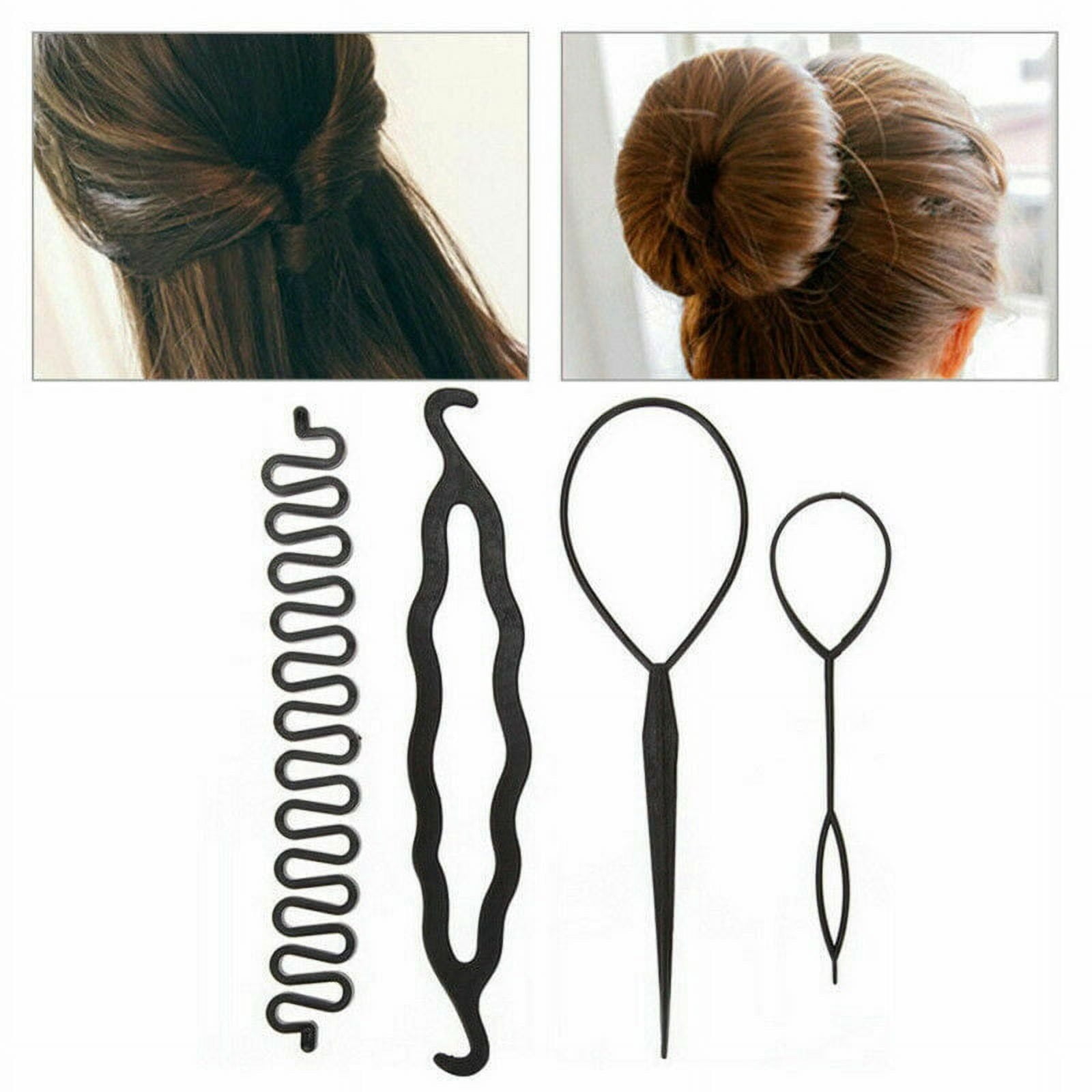 New！ 4 PCS Hair Braid Topsy Tail Clips Styling Sticks for Creating ...