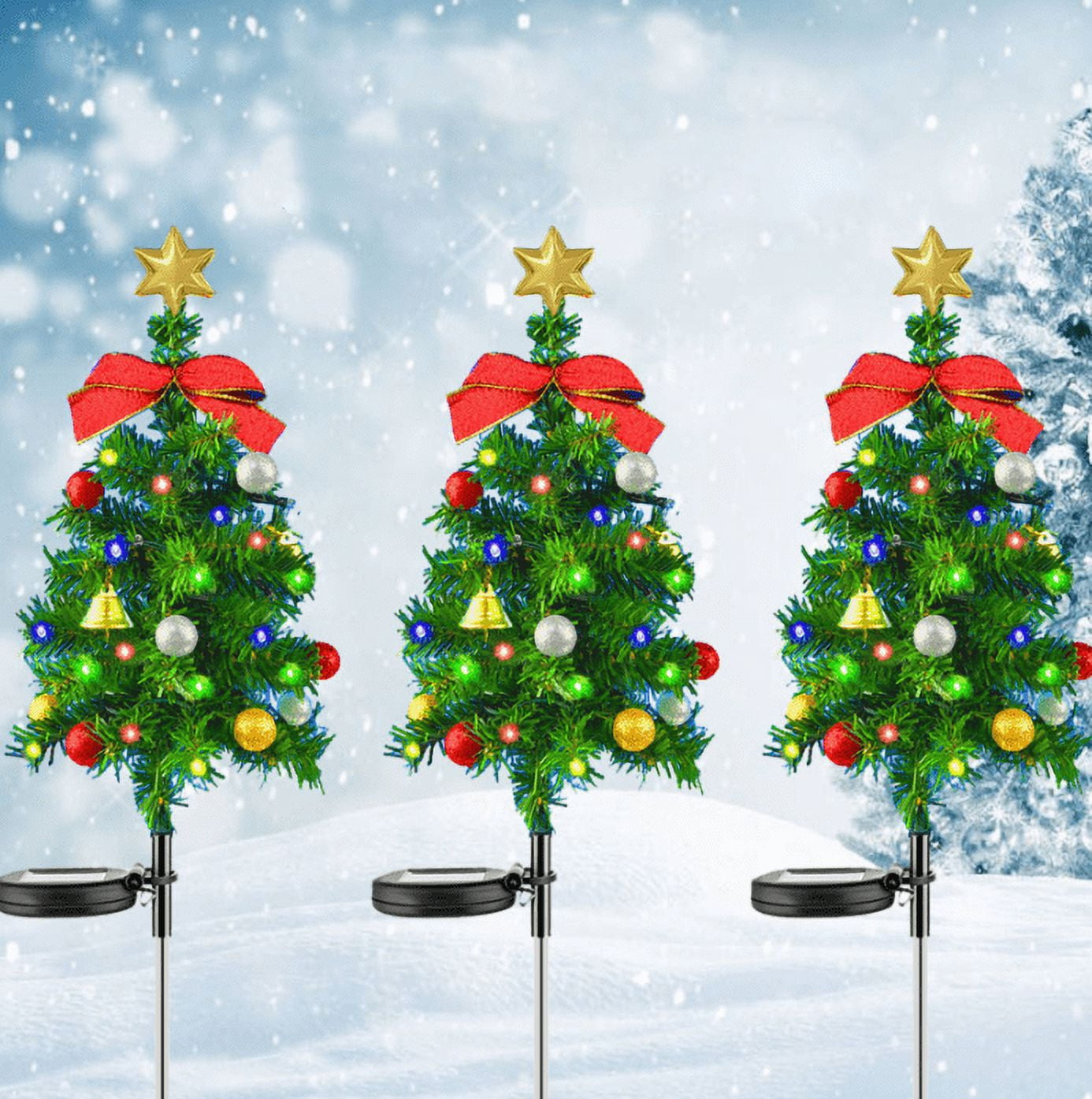 New 4 PCS Solar Christmas Tree, Outdoor Christmas Decorations, Xmas ...