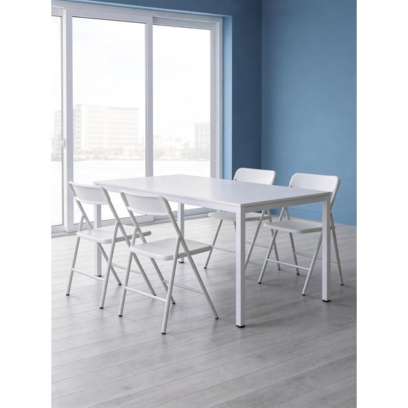 New 4 Pack White Folding Chairs with PP Cushion for Outside, Portable ...