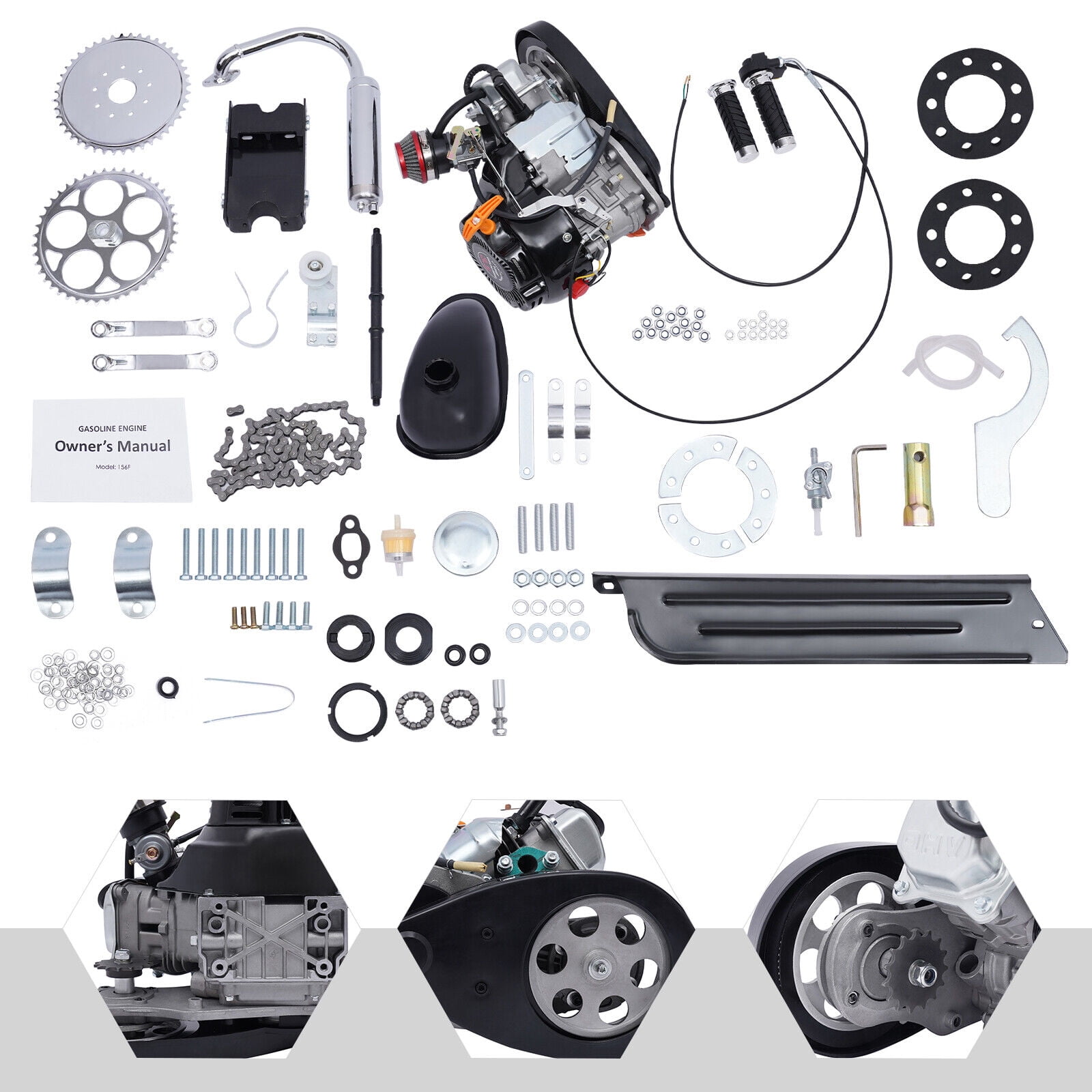 New 4-Stroke Gas Motorized 100cc Motorized Bicycle Kit Bike Engine ...