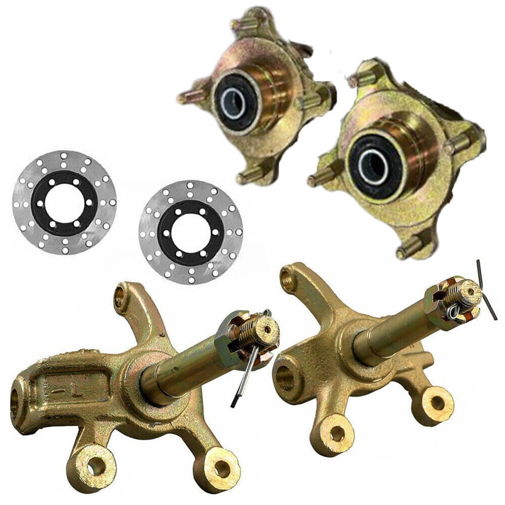 New 4 Stud Front Steering Knuckle Spindle &Wheel Rim Hub Rotor for ATV ...