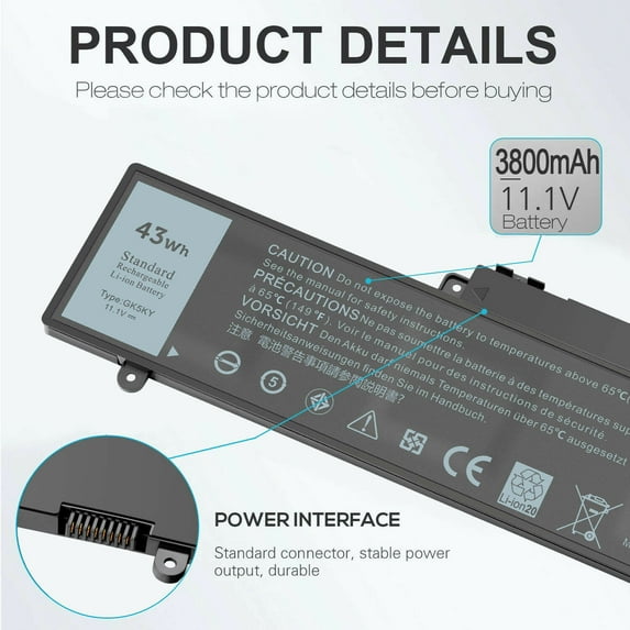 New 43Wh 11.1V Laptop Battery For Dell Inspiron 15-7558 15-7568 92NCT ...