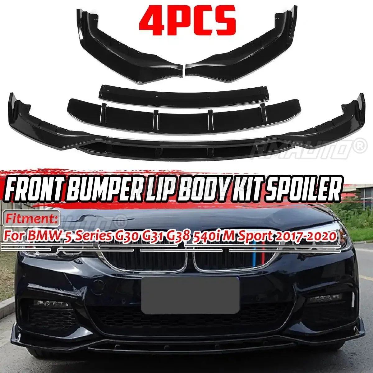 New 4Pcs Car Front Bumper Splitter Lip Spoiler Diffuser Protection For ...