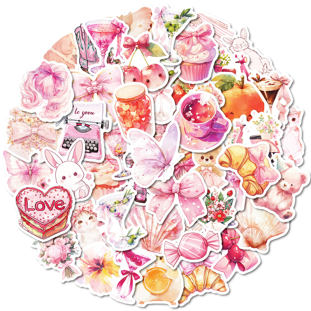New 50 Cute Hand drawn Graffiti Stickers, Butterfly Knot and Hornbag ...