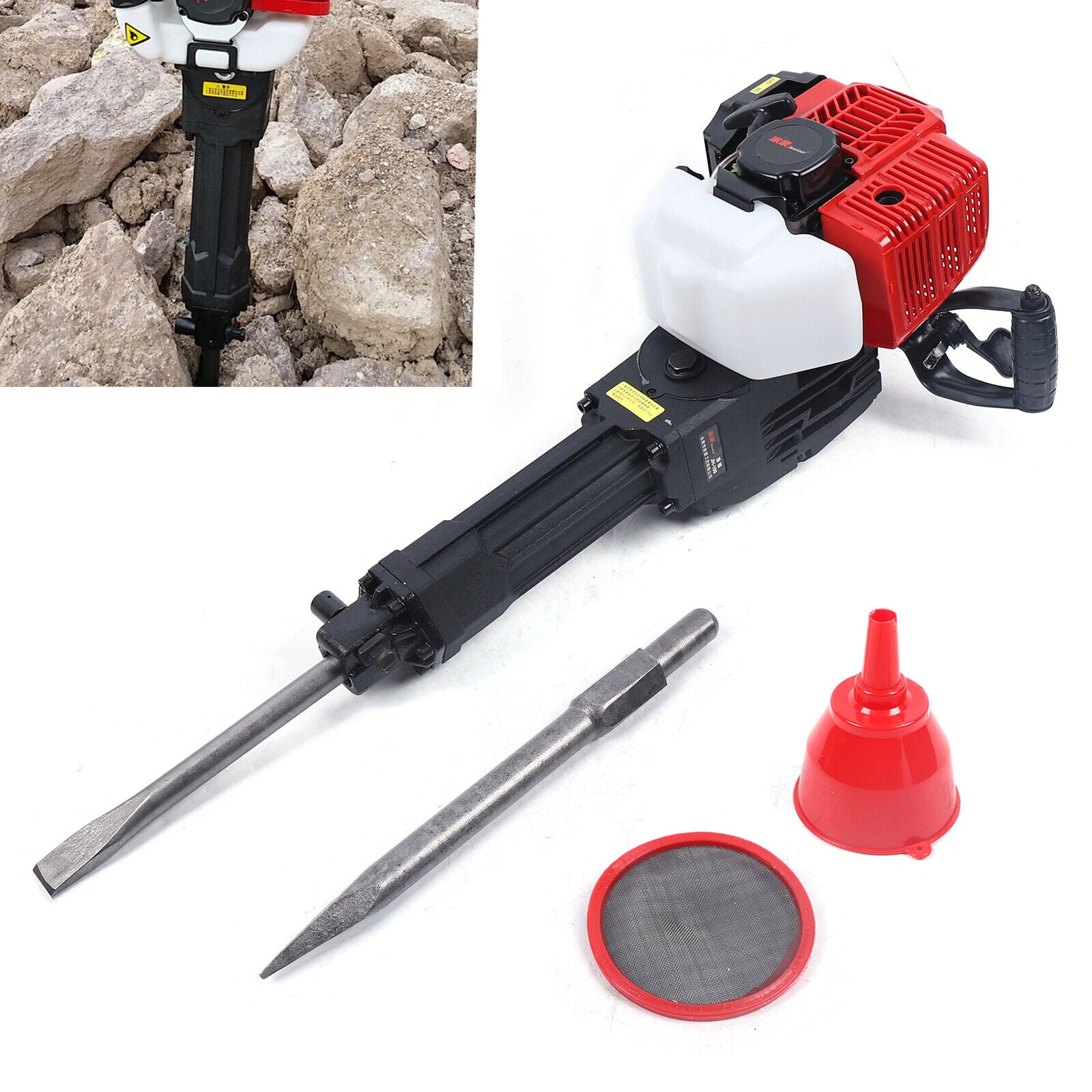 New 52cc Demolition Jack Hammer Concrete Breaker Drill w/2 Chisel Gas ...