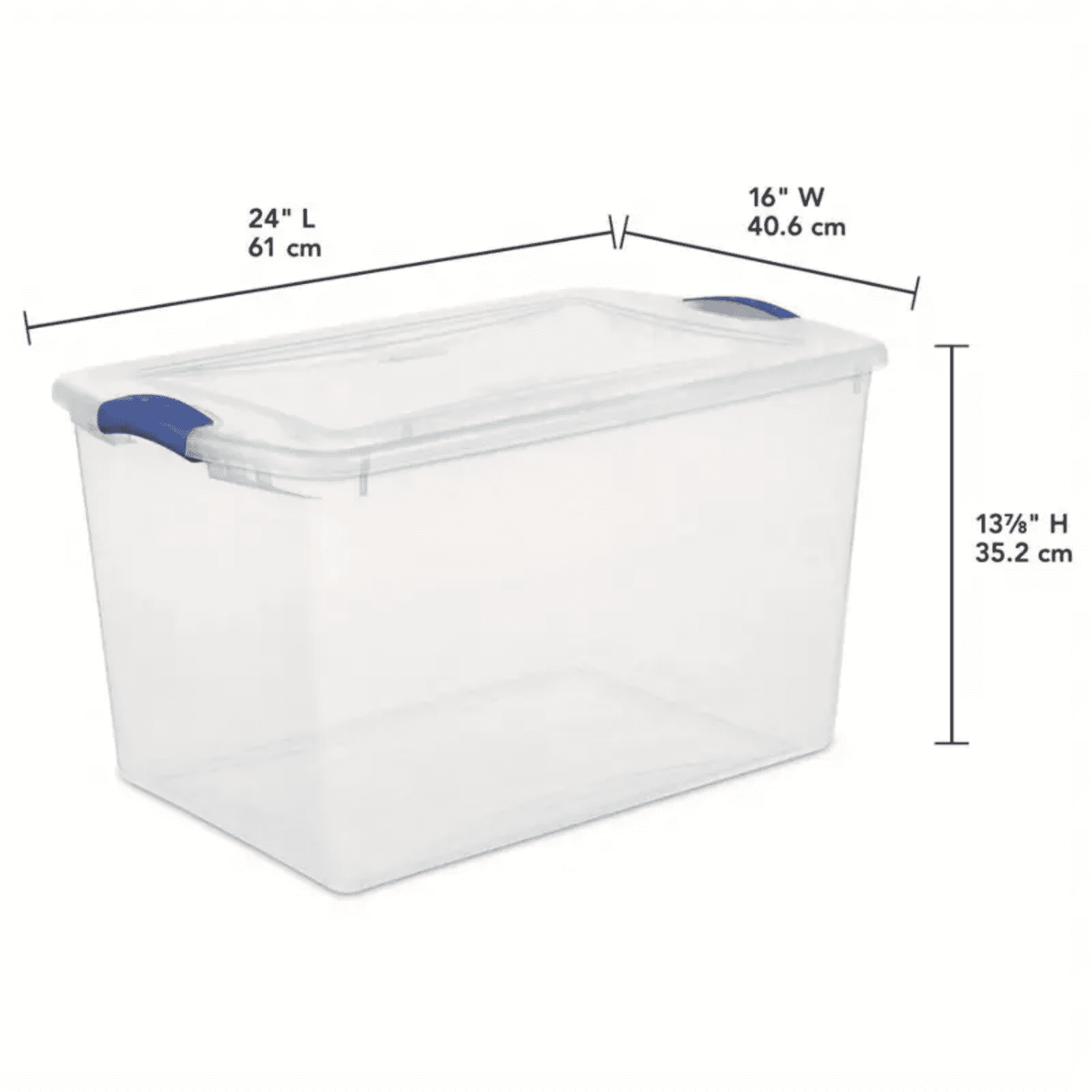 New 66 Qt. Clear Plastic Latch Box, Blue Latches with Clear Lid ...