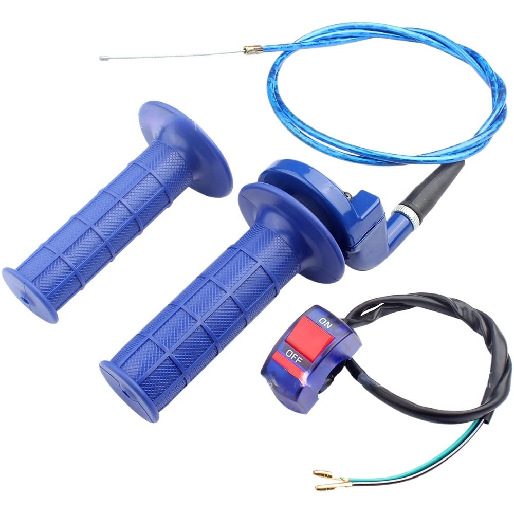 New 7/8" 22mm Twist Throttle Accelerator Handle Grips and Cable Set with Kill On Off Switch for ...