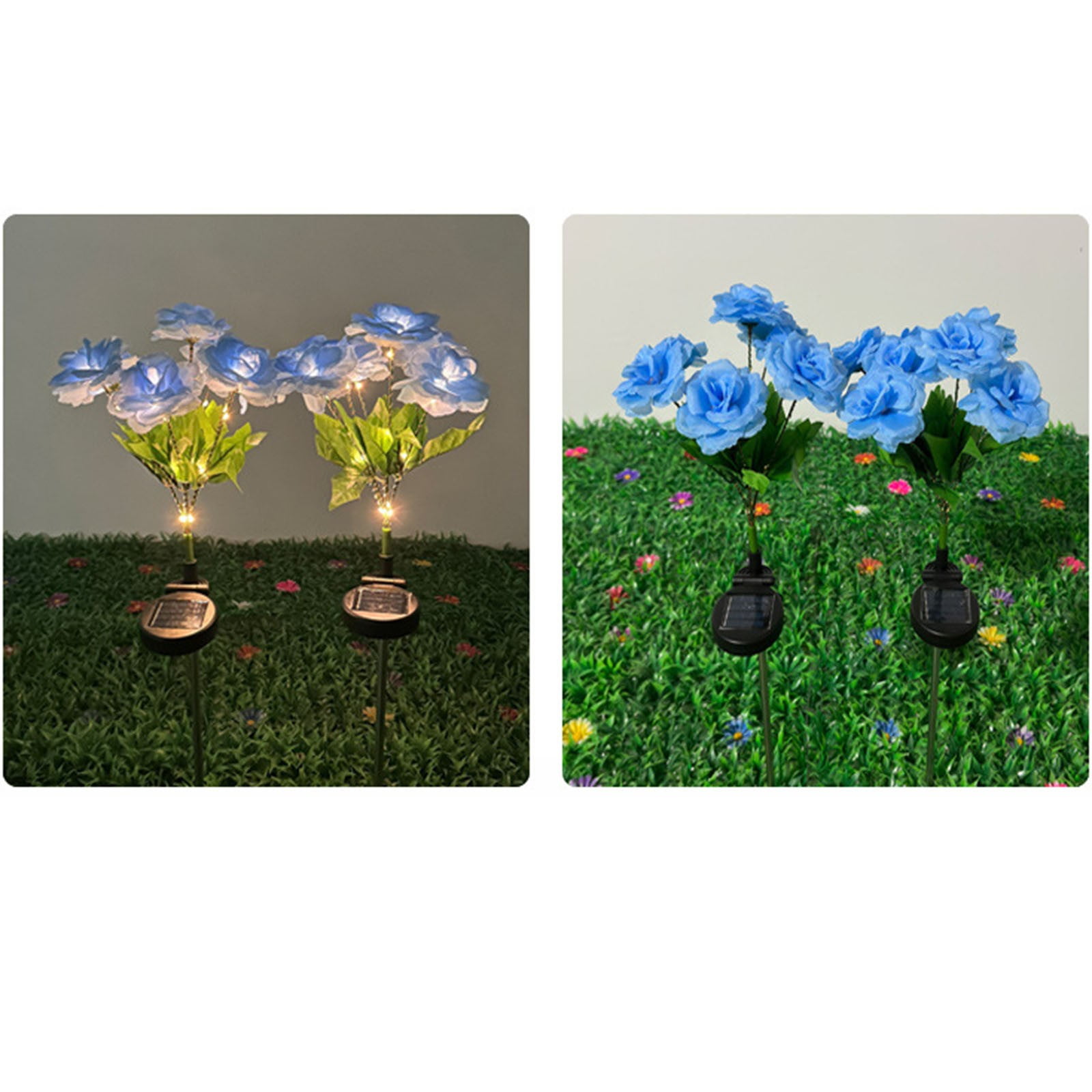 New 7 Solar Rose Lights Outdoor Garden Decoration Inserted Lights LED ...